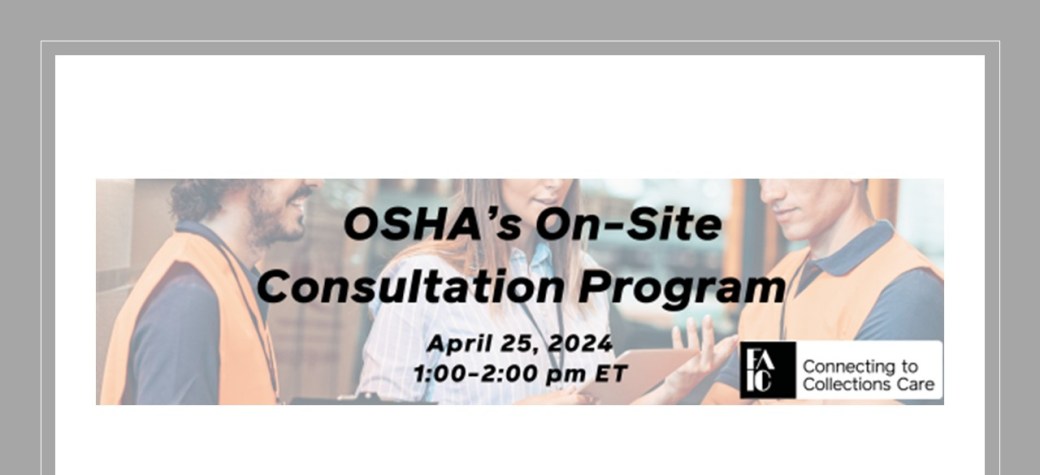 OSHA’s On-Site Consultation Program – American Alliance of Museums